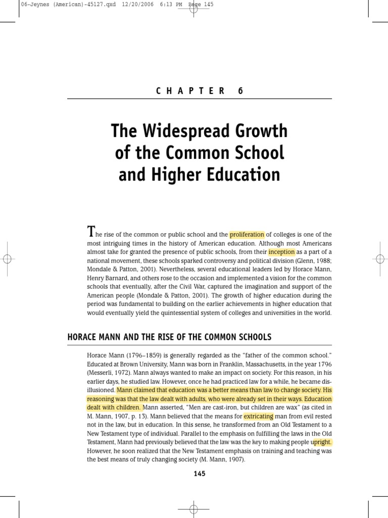 The Widespread Growth of The Common School and Higher Education. | PDF ...