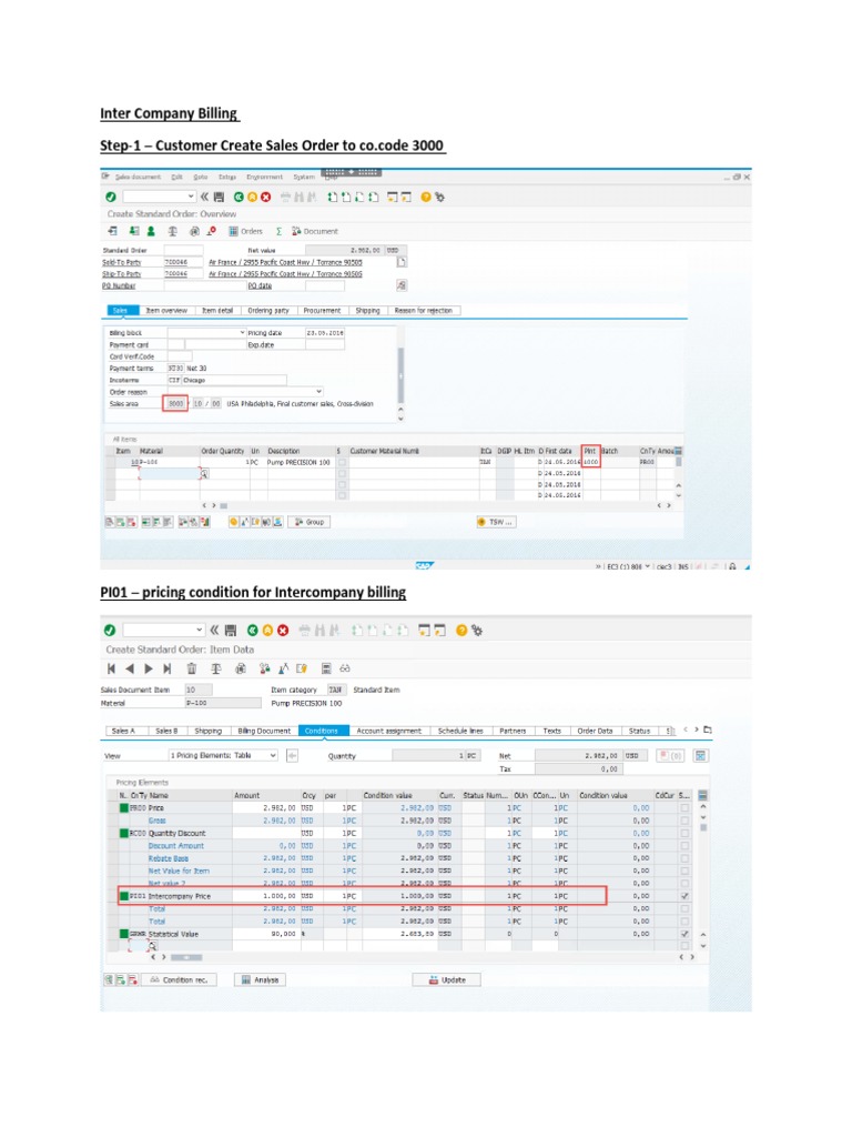 Inter Company Billing Step 1 - Customer Create Sales Order To Co - Code ...