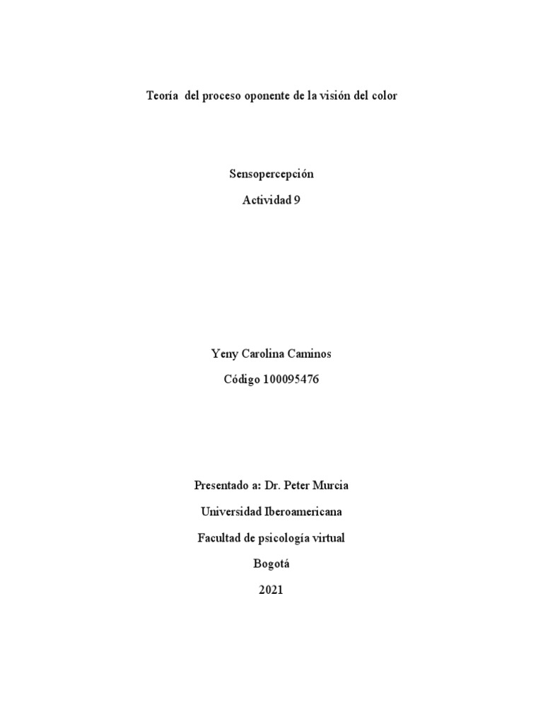 Anexo 3 Sensopercepción Actividad 9 | PDF | Percepción visual | Color