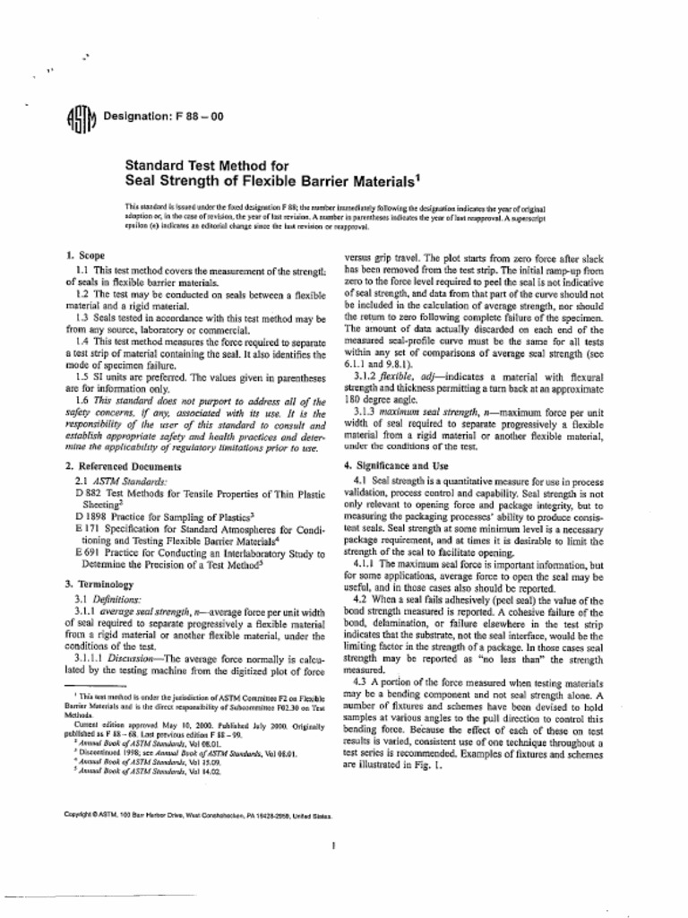 Astm F88-2000 | PDF