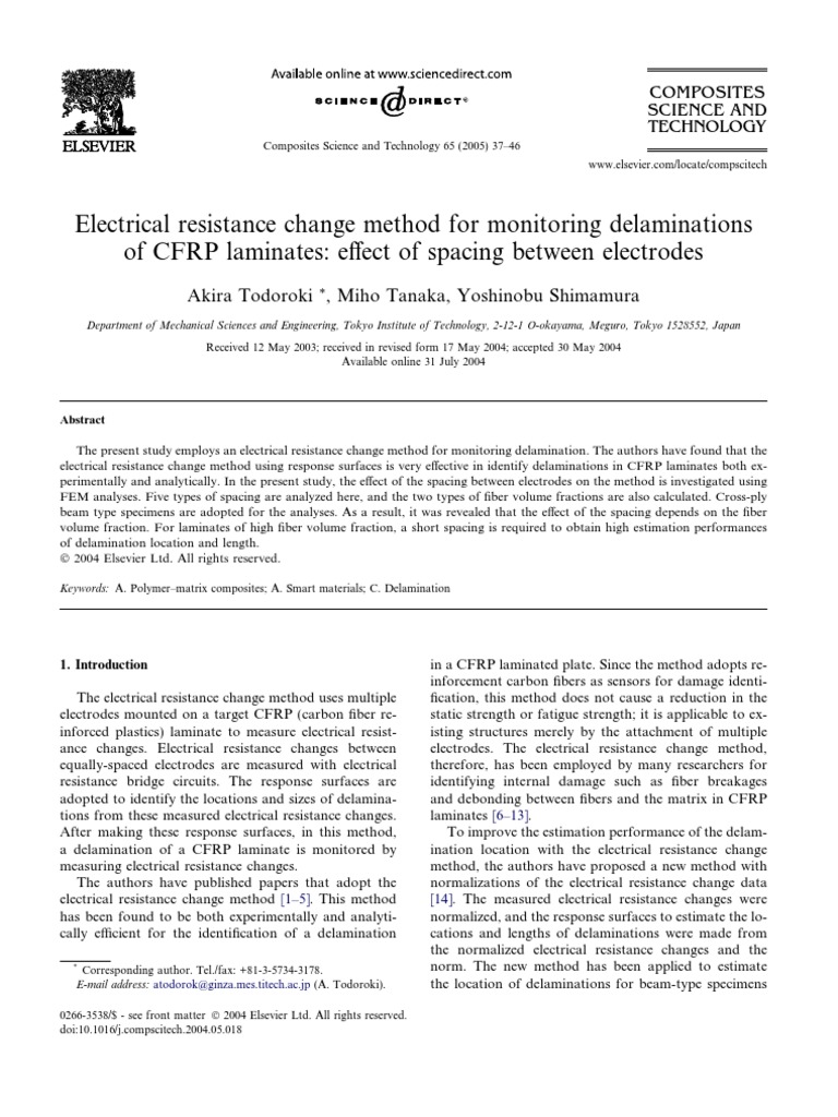 2004 - Electrical Resistance Change Method For Monitoring Delaminations ...