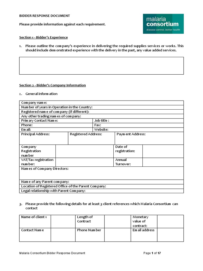 Bidder Response Document Please Provide Information Against Each ...