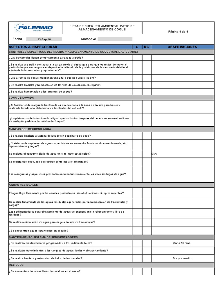 Check List AMBIENTAL | Descargar gratis PDF | Agua | Naturaleza