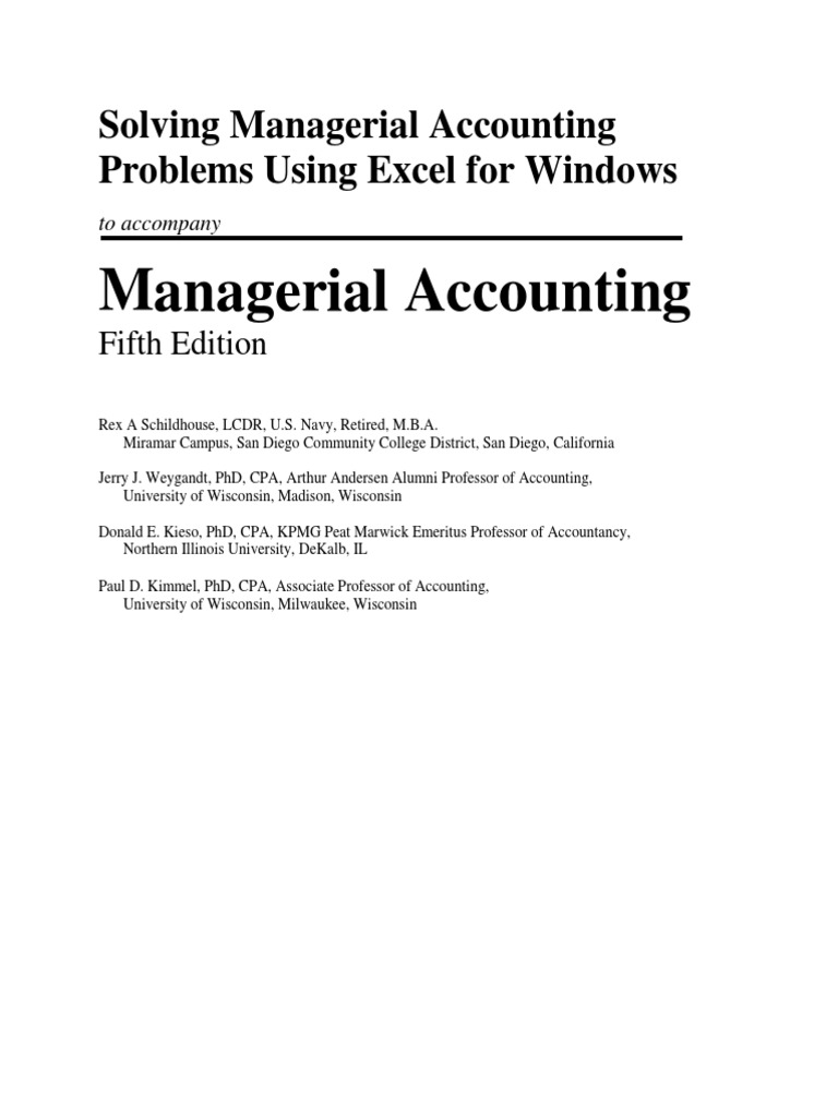 Managerial Accounting: Solving Managerial Accounting Problems Using ...