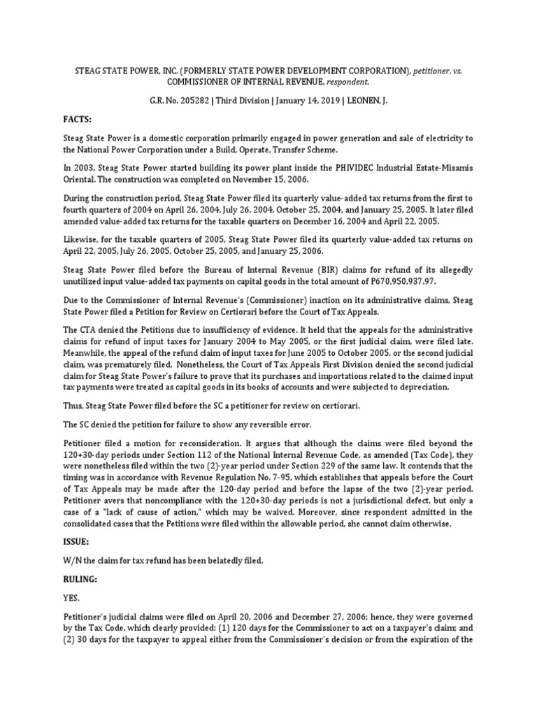 Steag State Power V CIR | PDF | Tax Refund | Internal Revenue Service