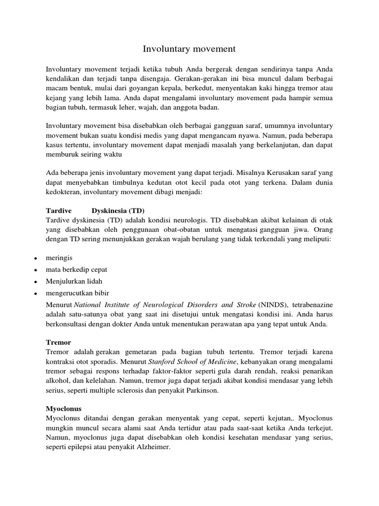 Involuntary Movement | PDF