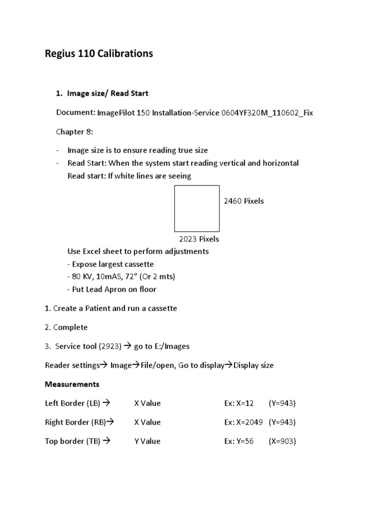 Regius 110 Calibrations - English | PDF
