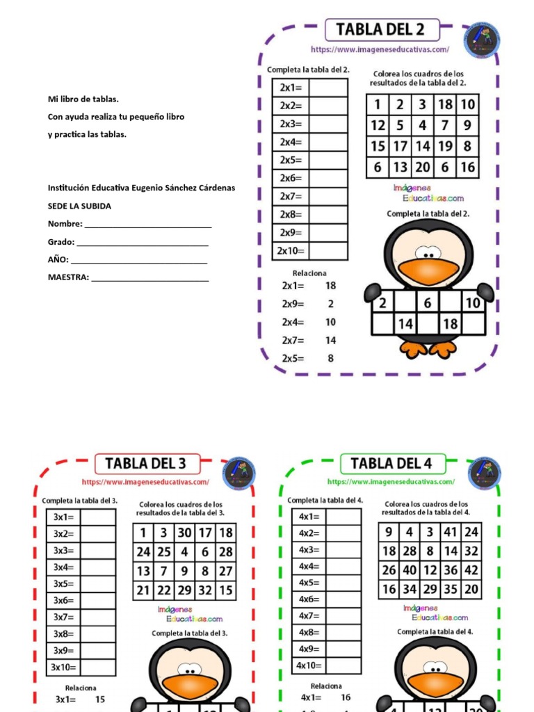 Mi Libro de Tablas de Multiplicar | PDF