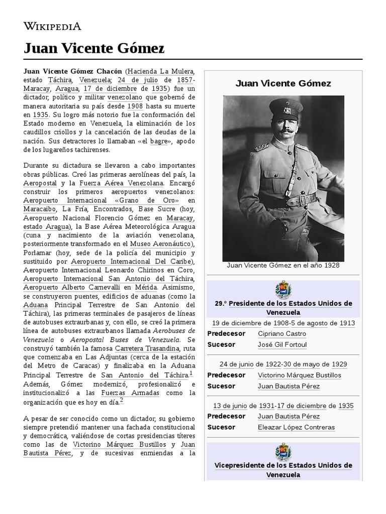 Juan Vicente Gómez | PDF | Venezuela | Gobierno