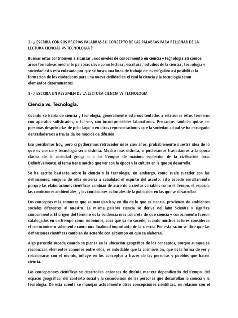 Tarea de Introduccion Linea Tiempo, Ciencia Vs Tecno | PDF | Conocimiento | Science