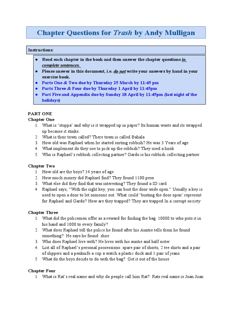 Homework Booklet For Trash | PDF