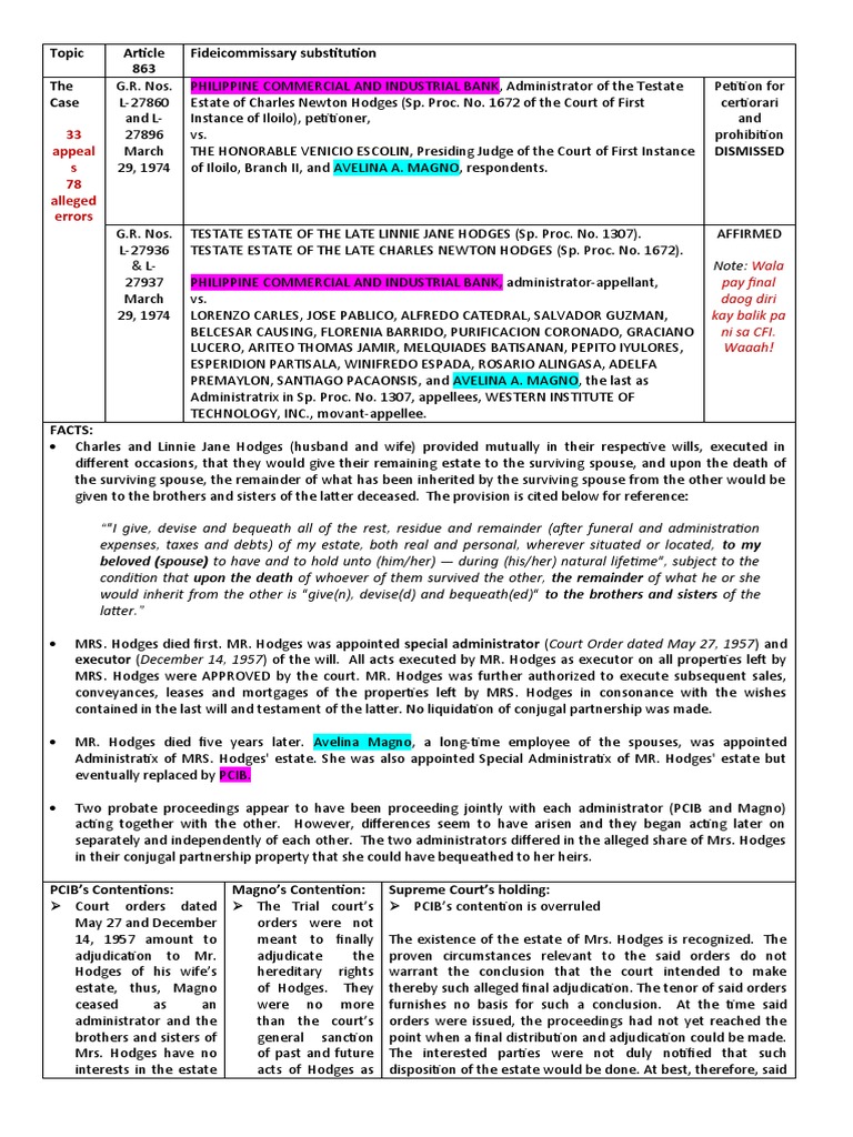 29 PCIB vs. Escolin (Art 863) | PDF | Will And Testament | Property