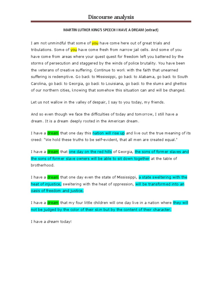 Martin Luther Kings Speech Discourse Analys | PDF