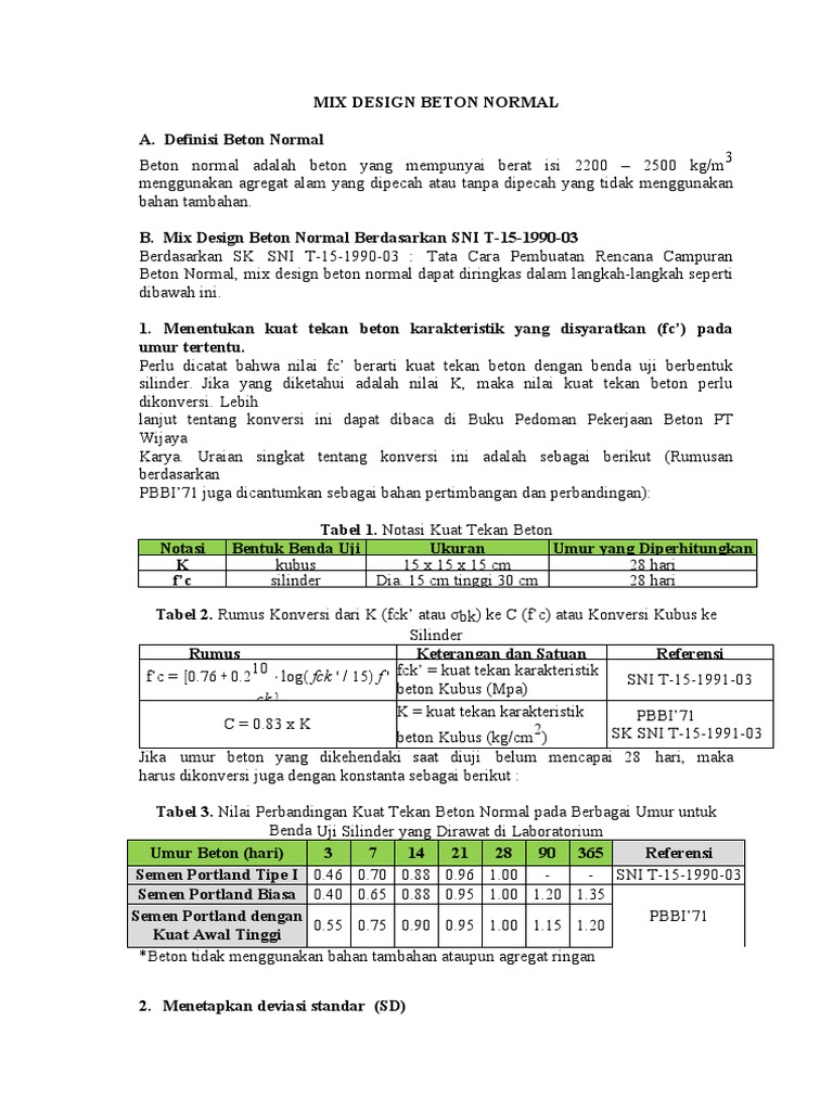 Mix Design Beton Normal | PDF