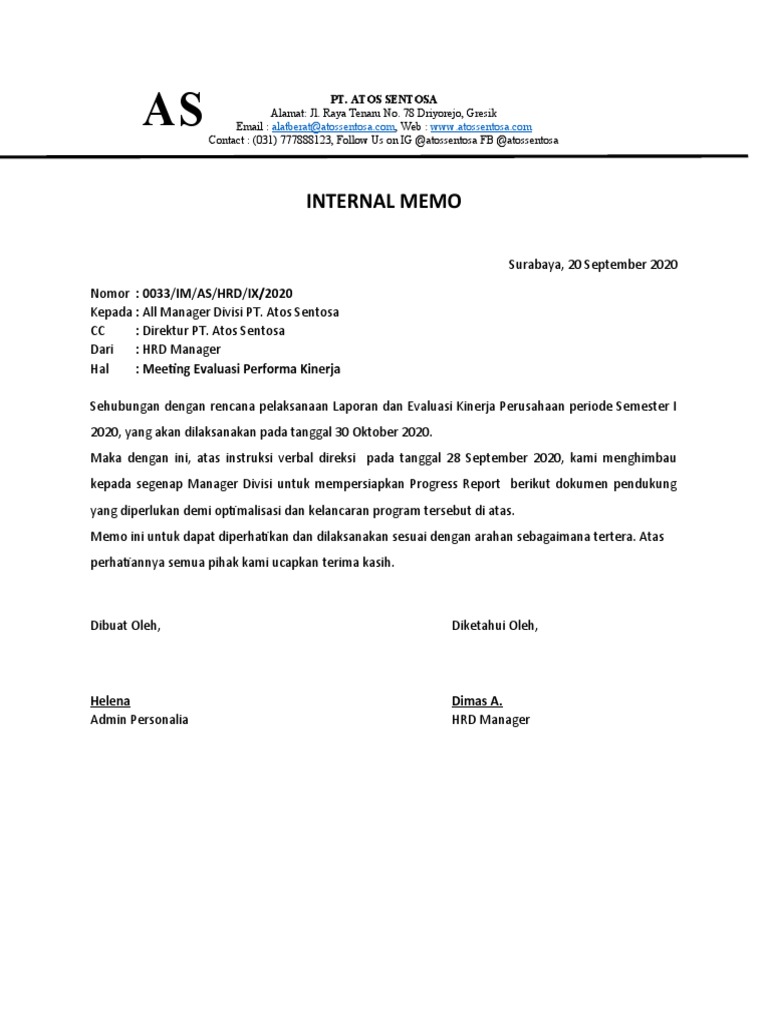 Internal Memo (Sample) | PDF