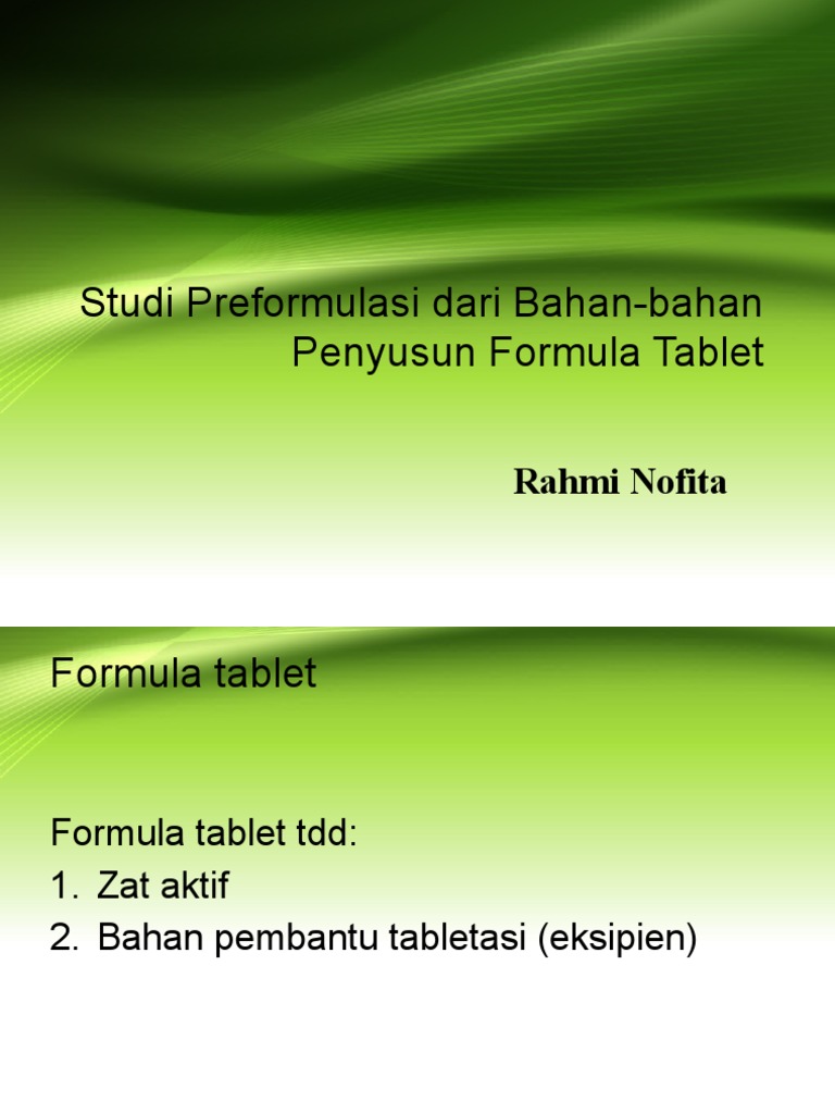Studi Preformulasi Tablet | PDF
