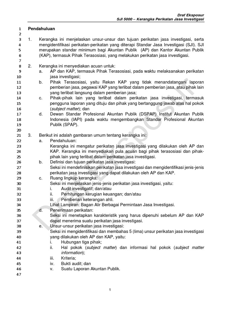 Naskah Draf Eksposur Standar Jasa Investigasi - Upload - 5-5 | PDF