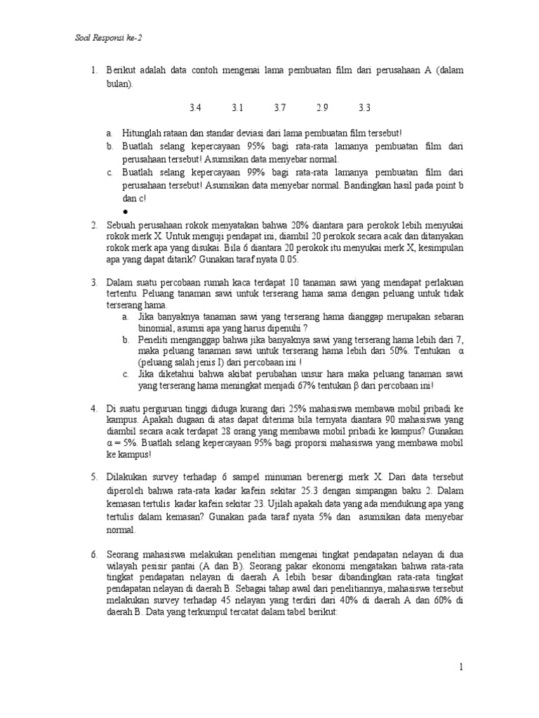 Soal Responsi Yang Kedua | PDF