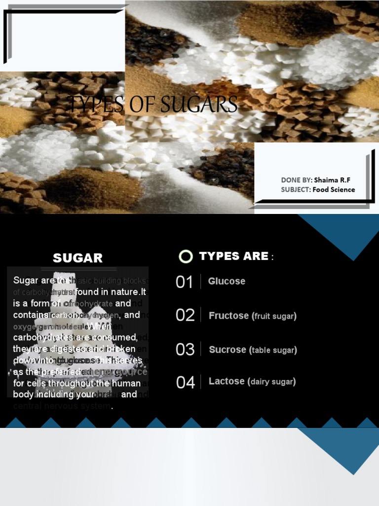 Types of Sugars | PDF | Carbohydrates | Sucrose