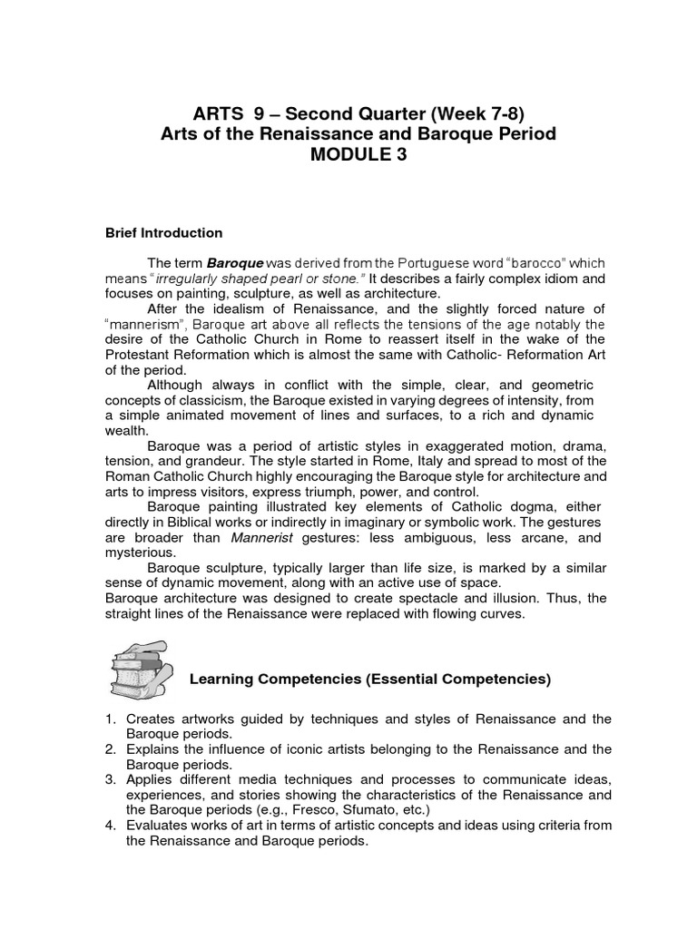 Arts 9 - Second Quarter (Week 7-8) Arts of The Renaissance and Baroque ...