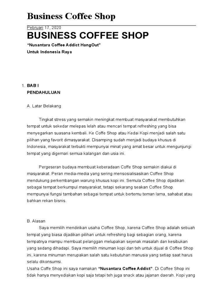 Proposal Coffee Shop | PDF