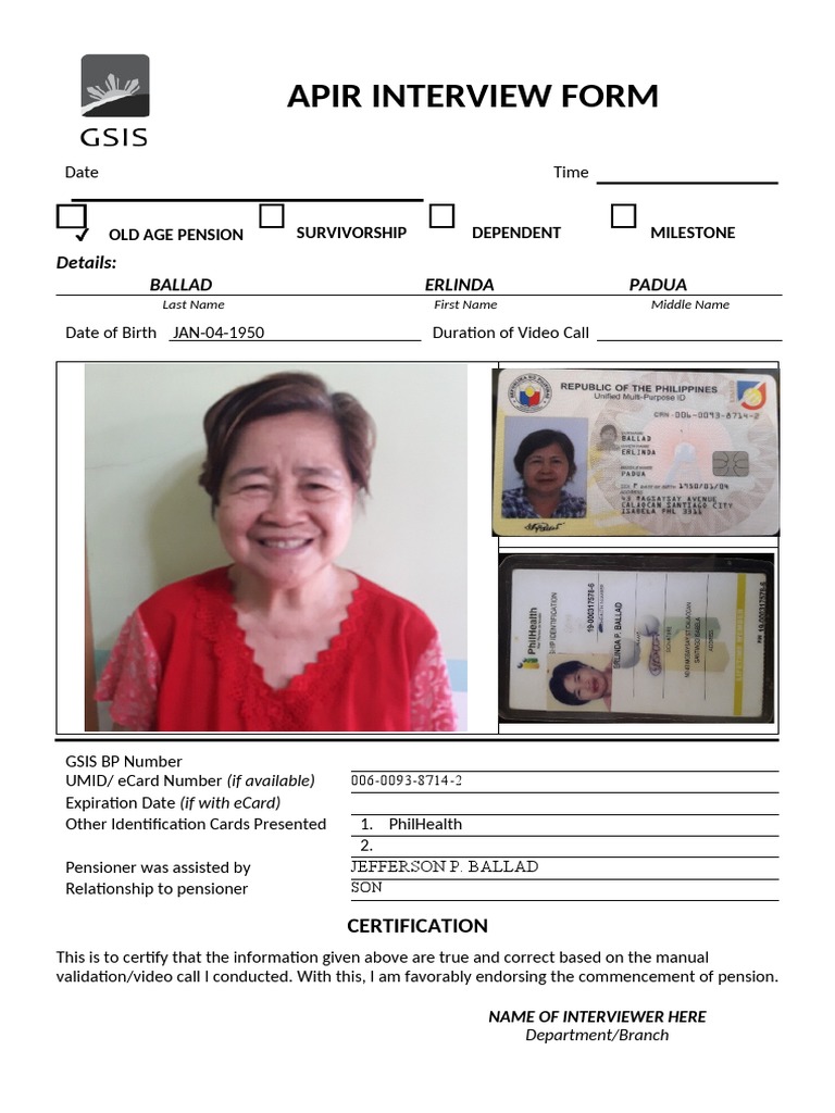 Annex C - APIR Interview Form - 11aug2020 | PDF