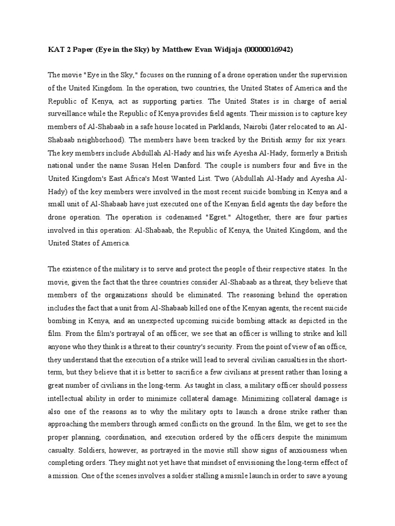 Eye in The Sky Essay | PDF