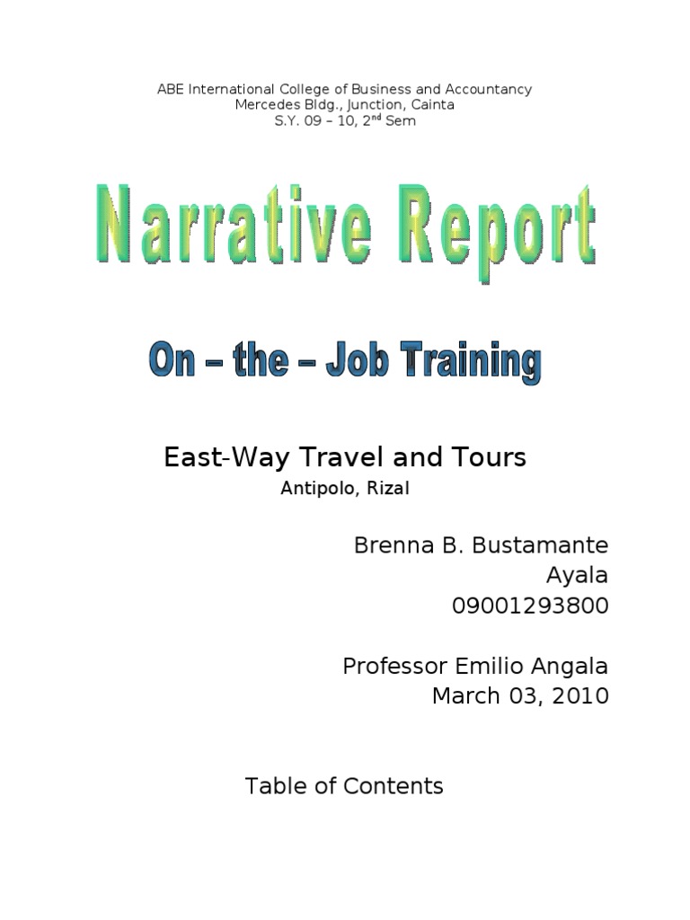 Narrative Report | PDF | Travel Agency | Service Industries