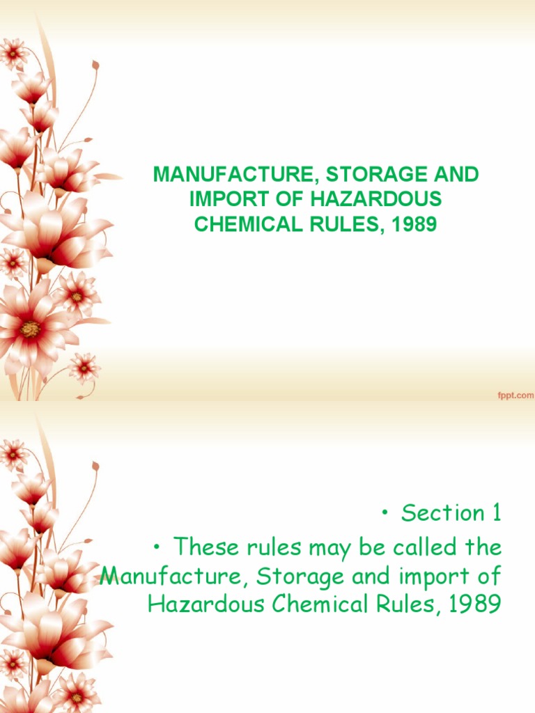 Manufacturing Chemicals Rules | PDF | Dangerous Goods | Safety