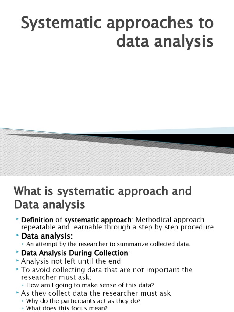Systematic Approaches To Data Analysis | PDF | Data Analysis ...