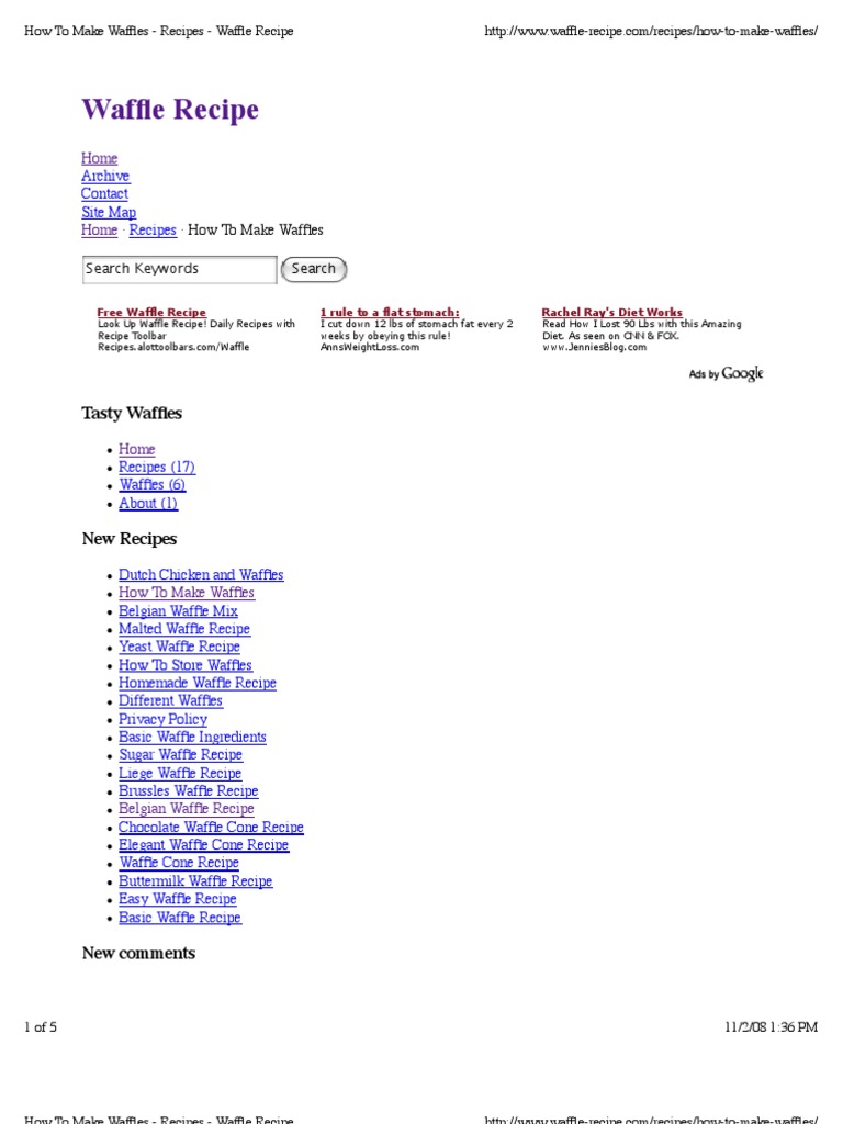 How To Make Waffles - Recipes - Waffle Recipe | PDF | Waffle | Teaspoon