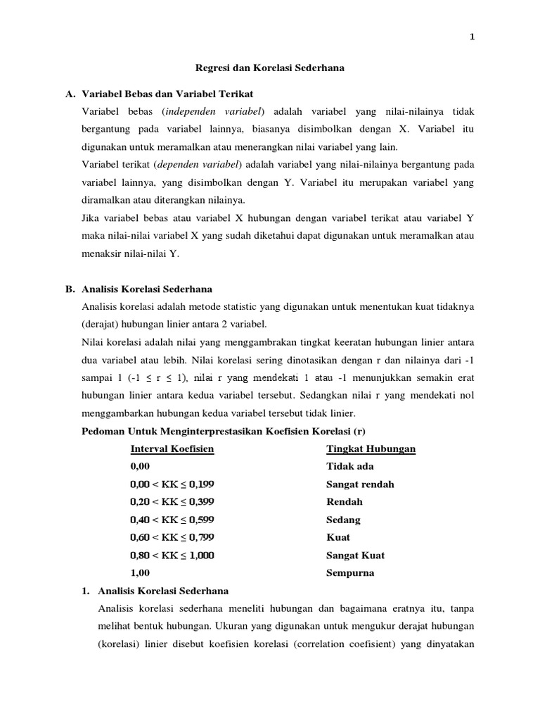 Regresi Dan Korelasi Sederhana | PDF