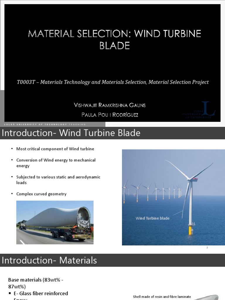 Material Selection Task - Wind Turbine | PDF | Fibers | Wind Turbine