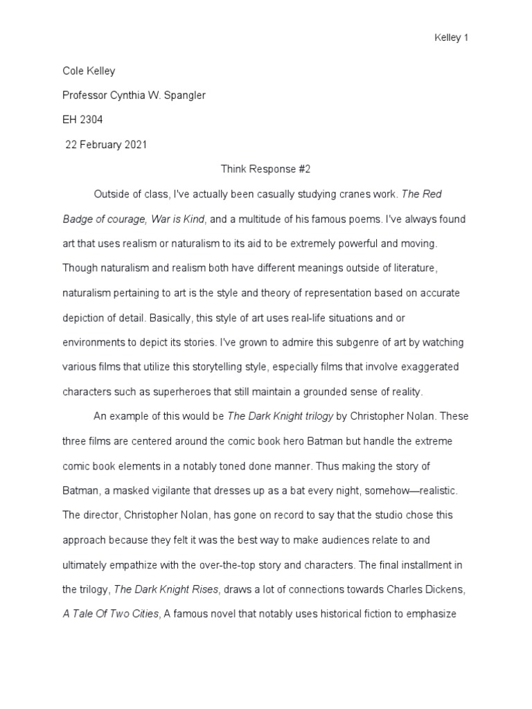 The Realism/Naturalism of Stephen Crane | PDF | Realism (Arts) | Batman