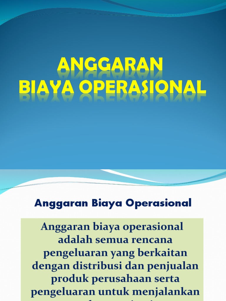 Anggaran Biaya Operasional | PDF