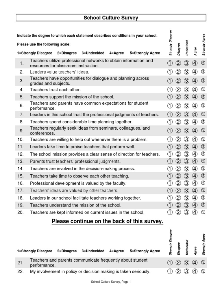 B. School Culture Survey SCS 10-09 Permission Files | PDF | Education ...