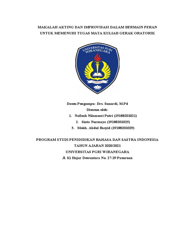 Akting Dan Improvisasi Dalam Bermain Peran | PDF | Karier ...
