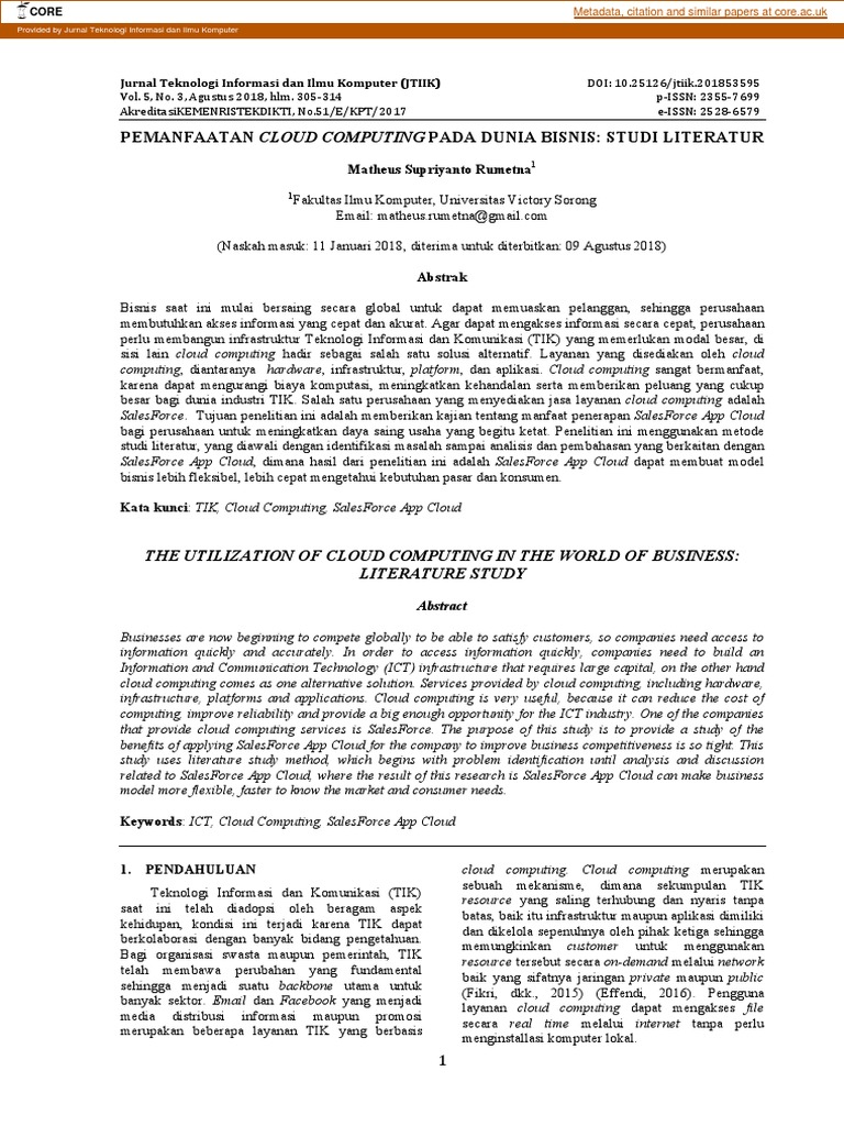 Pemanfaatan Cloud Computing Pada Dunia Bisnis: Studi Literatur | PDF ...