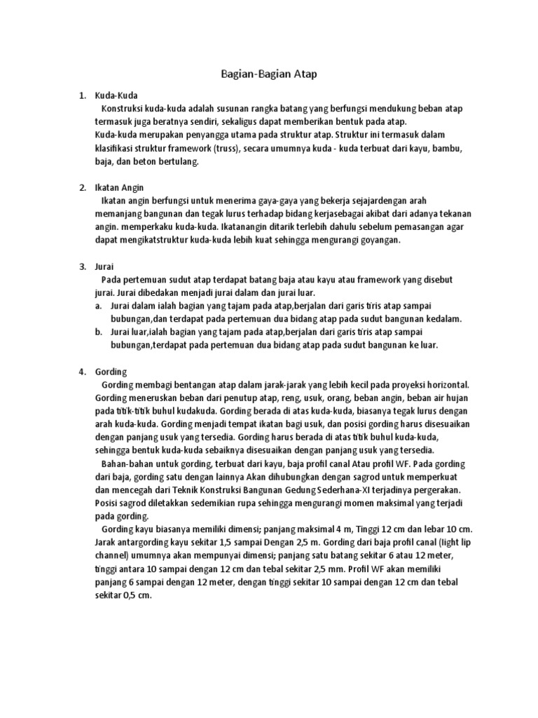 Bagian-Bagian Atap Dan Fungsinya | PDF