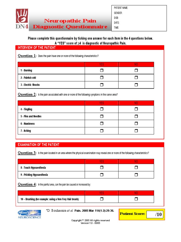 1631 DN4 Questionnaire | PDF | Paresthesia | Pain