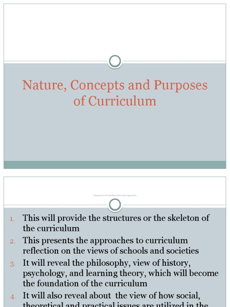 Nature, Concepts and Purposes of Curriculum | PDF | Curriculum | Schools