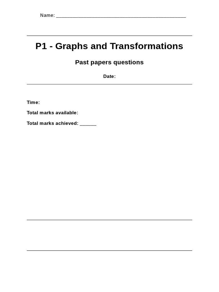 P1-Graphs and Transformations | PDF | Equations | Cartesian Coordinate ...