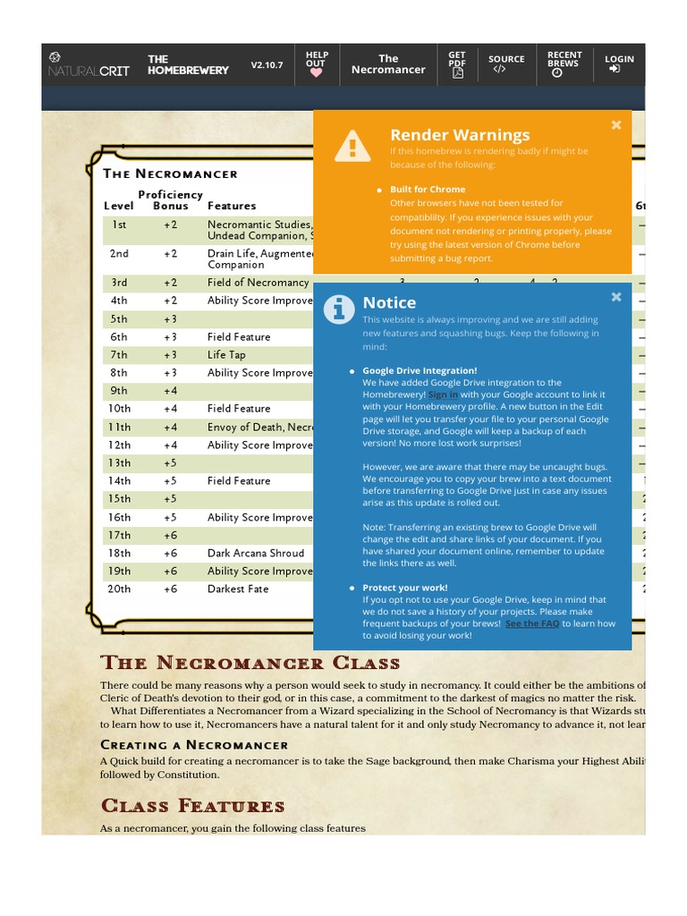 The Necromancer - The Homebrewery | PDF | Necromancy | Role Playing Games