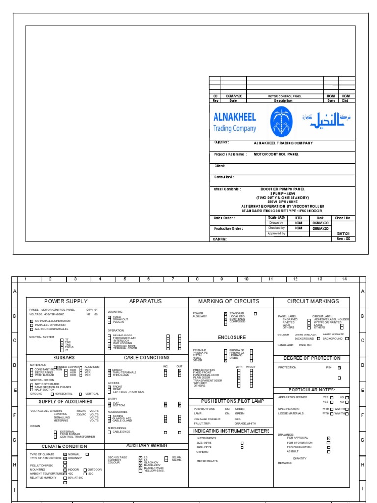 Motor control panel technical drawing | PDF | Relay | Electrical Wiring