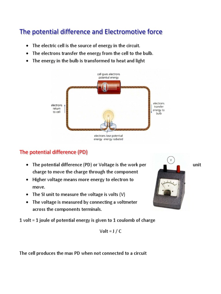 Understanding Potential Difference and EMF | PDF