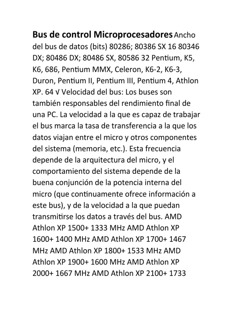 Bus de Control Microprocesadores | PDF | Microprocesador ...