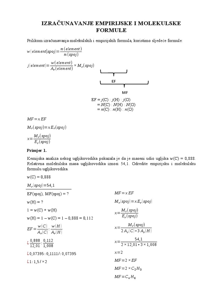 Empirijska I Molekulska Formula | PDF