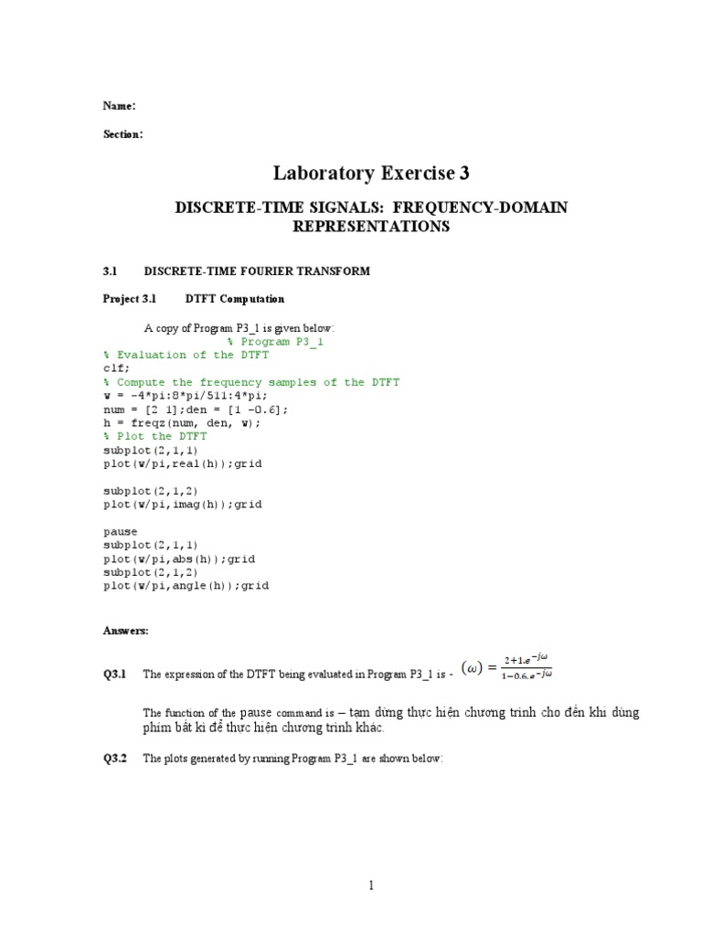 Laboratory Exercise 3: Discrete-Time Signals: Frequency-Domain ...