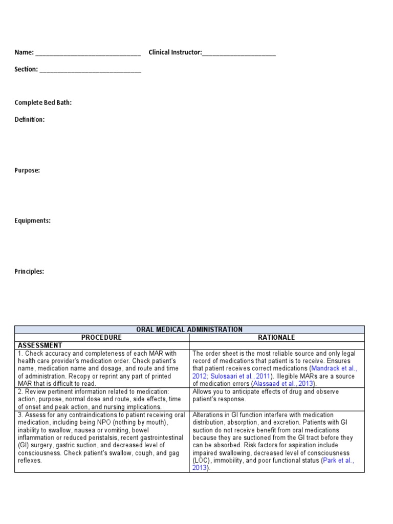 Checklist For Administering Oral Medications | PDF | Tablet (Pharmacy ...