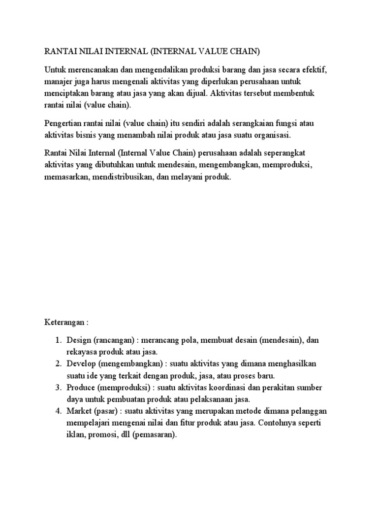 Rantai Nilai Internal | PDF | Bisnis